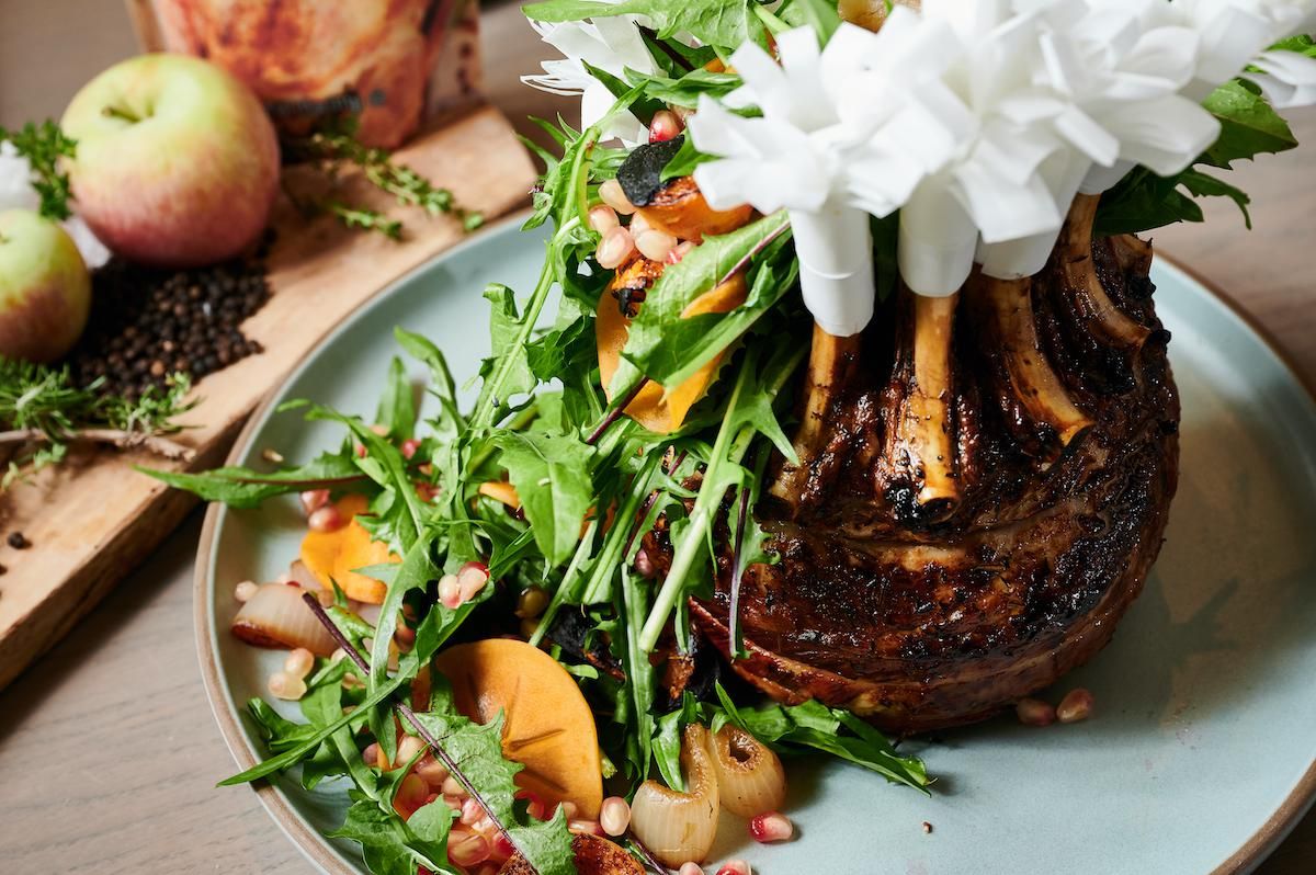 Recipe: Chris Cosentino's Crown Roast Pork with Persimmon, Dandelion ...